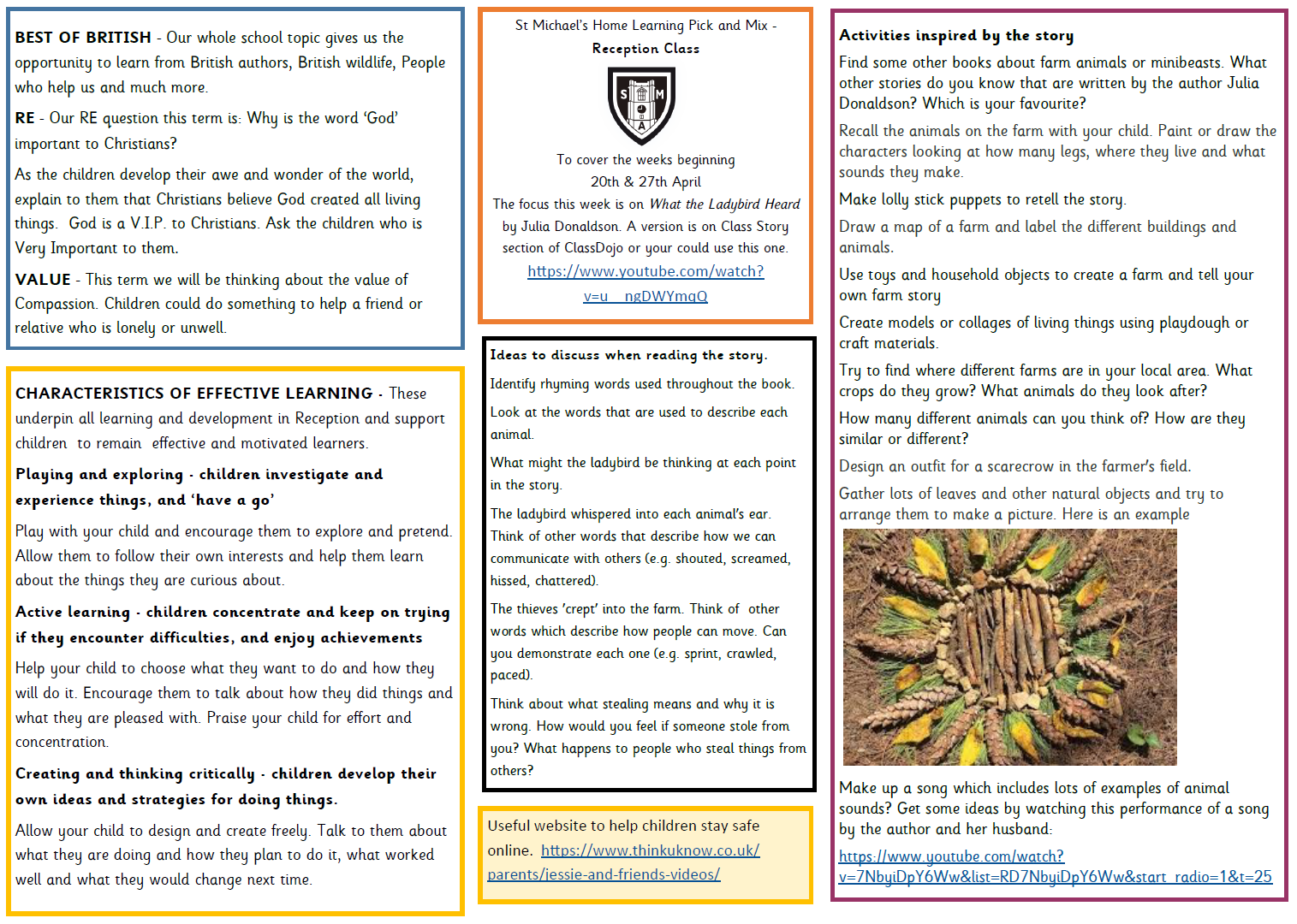 Reception – Home Learning – St Michael’s School Aldbourne