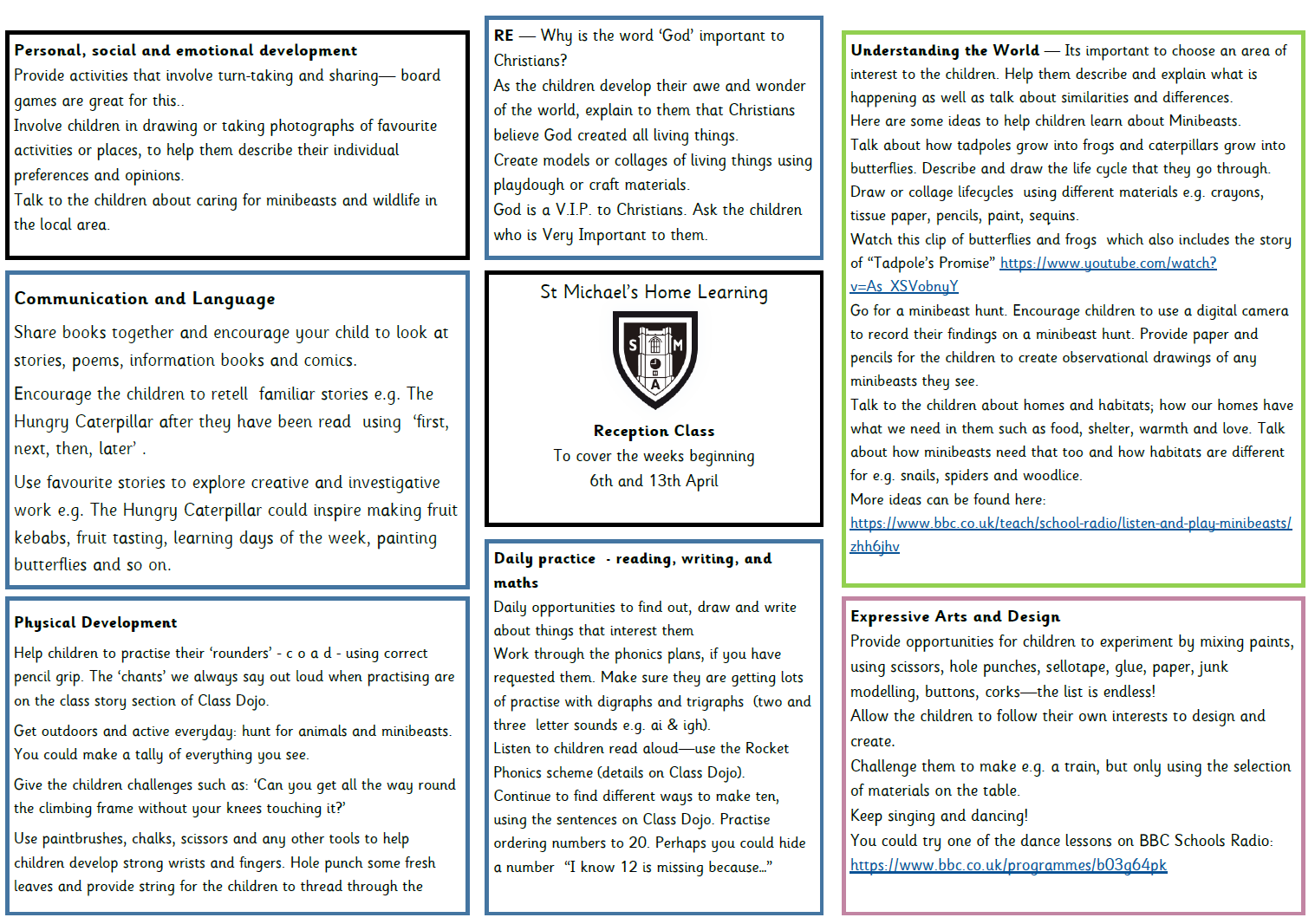 Reception – Home Learning – St Michael’s School Aldbourne