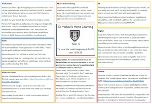 Year 4 – Home Learning - St Michael’s School Aldbourne