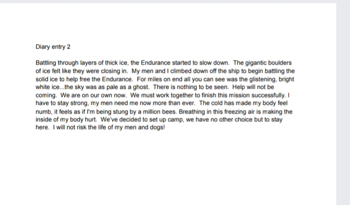 Shackleton’s Diary by Oak Class. – St Michael’s School Aldbourne